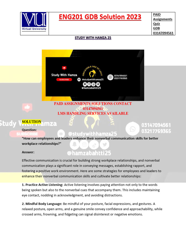 Eng201 Gdb Solution 2023 By Pdf