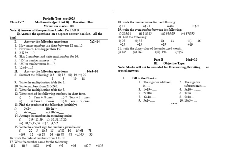 Periodic Test | PDF | Mathematics | Arithmetic