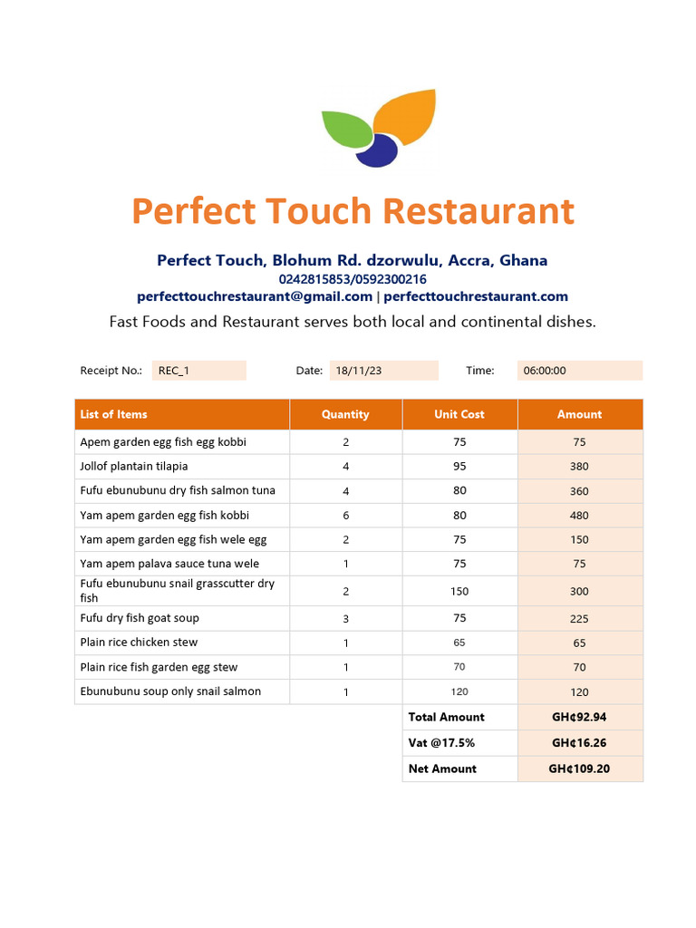 Perfect Touch Restaurant | PDF