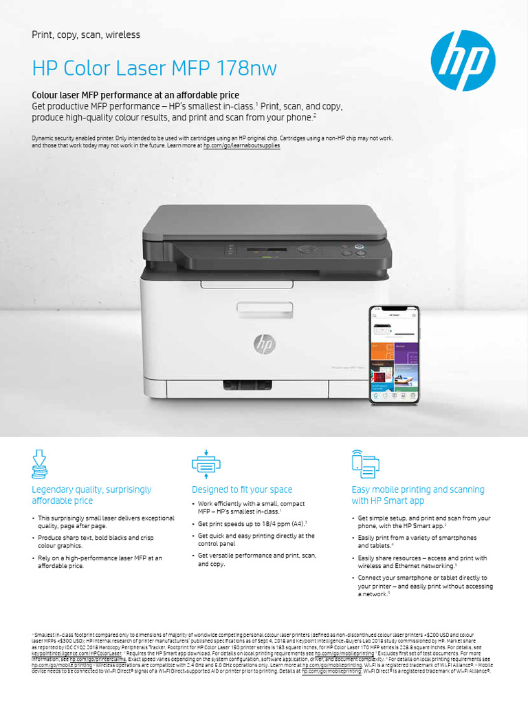 HP Color Laser MFP 178nw Printer | PDF | Printer (Computing) | Computer ...
