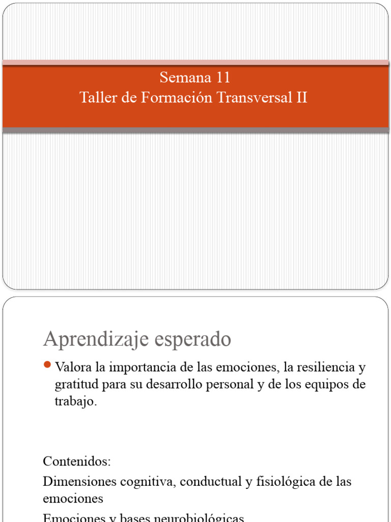 Semanas 11 A 15 Formación Transversal II | PDF | Las emociones | Inteligencia emocional