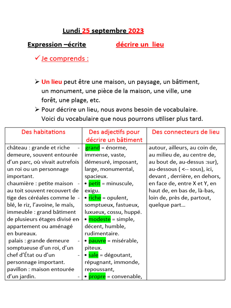 Décrire Un Lieu | PDF | Art