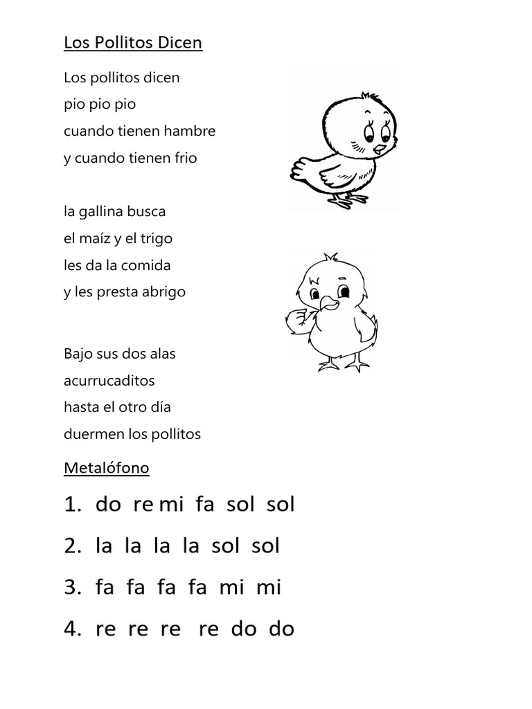Los Pollitos Dicen: Letra y Notas | PDF | Ciencia y matemáticas