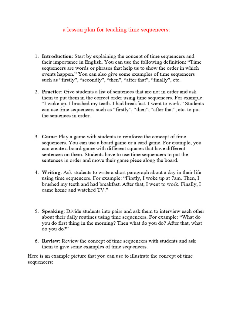Teaching Time Sequencers in English | PDF
