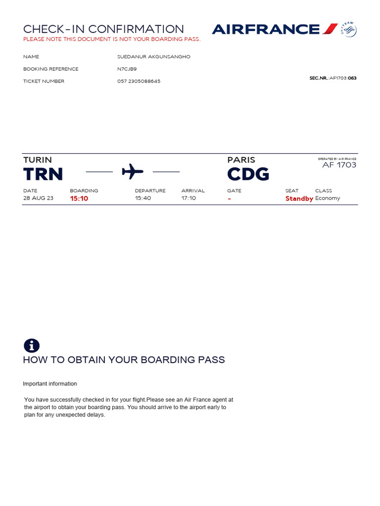 How to Get Your Air France Boarding Pass | PDF