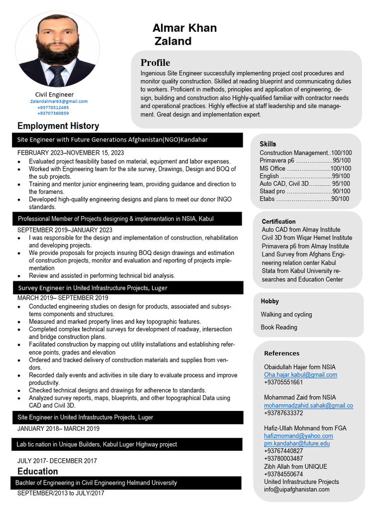 Almar Khan Foreman CV | Download Free PDF | Business | Engineering