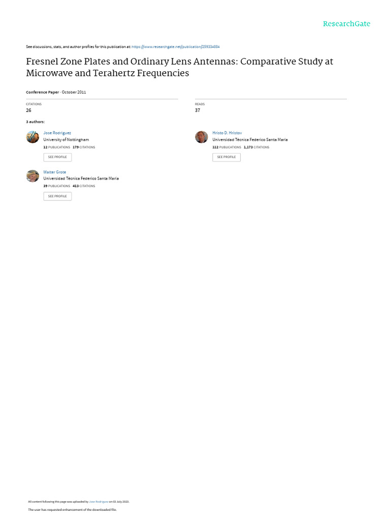 Fresnel Zone Plate and Ordinary Lens Antennas Comparative Study at Microwave and Terahertz ...