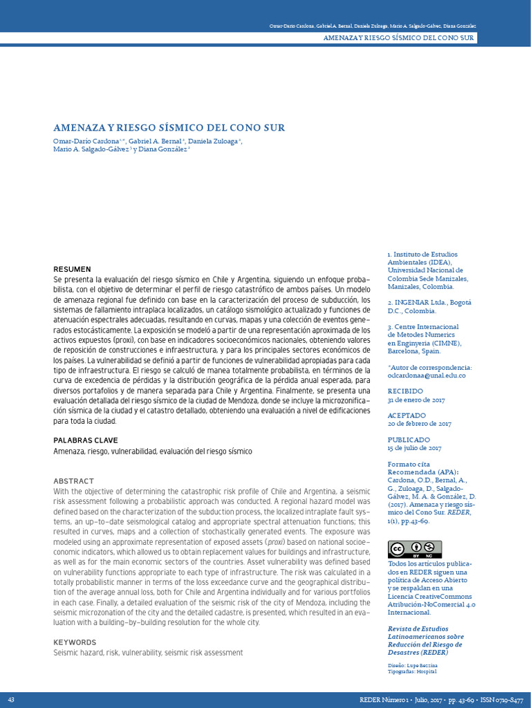 Riesgo Sismico en Cono Sur | PDF | Riesgo | Temblores