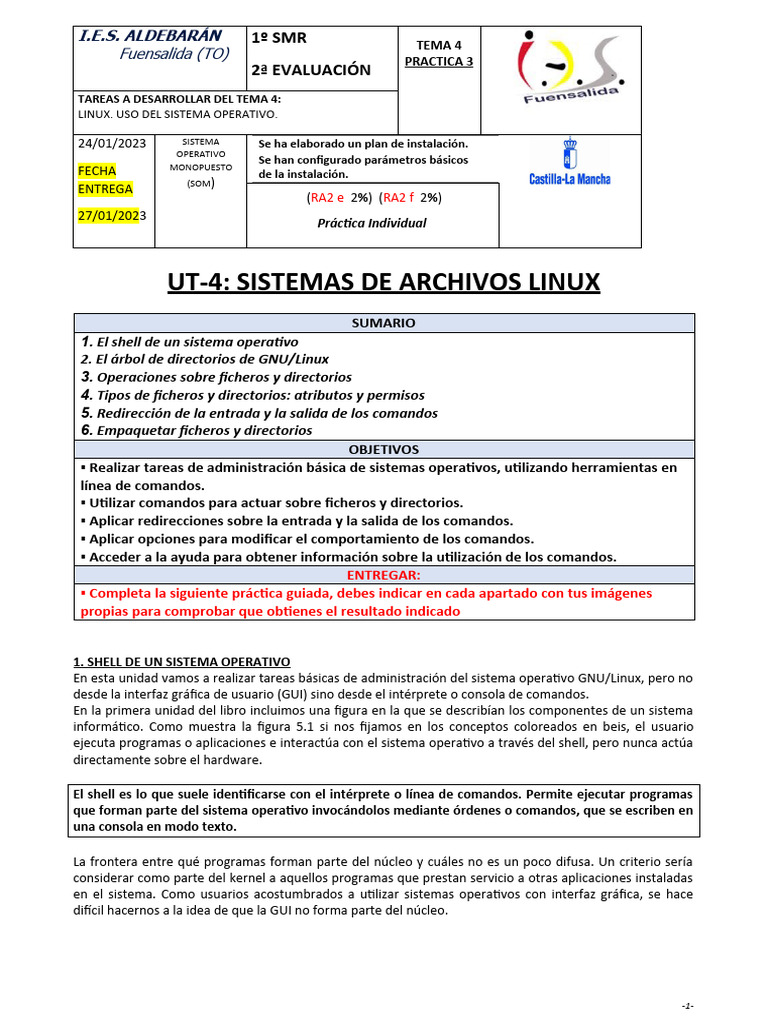 Meg Som TEMA 4 PRACTICA 3 SistArchLinux 2023 | PDF | Archivo de computadora | Interfaz de línea ...