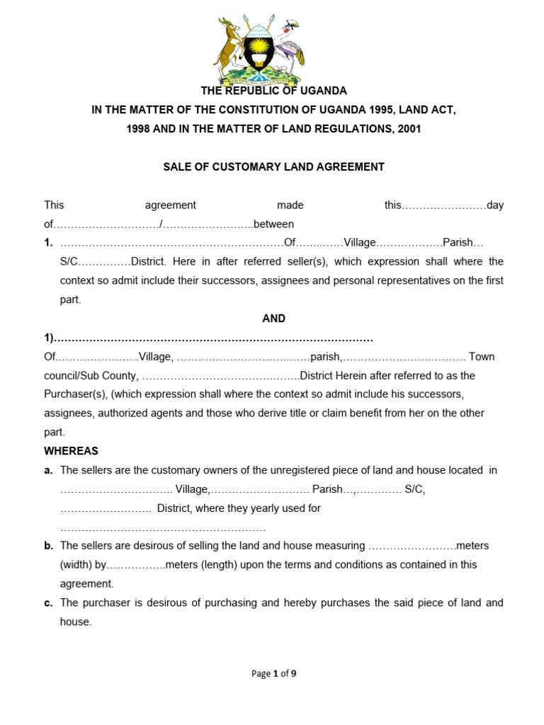 Land Agreement 9 Pages | Download Free PDF | Property Law | Law And ...