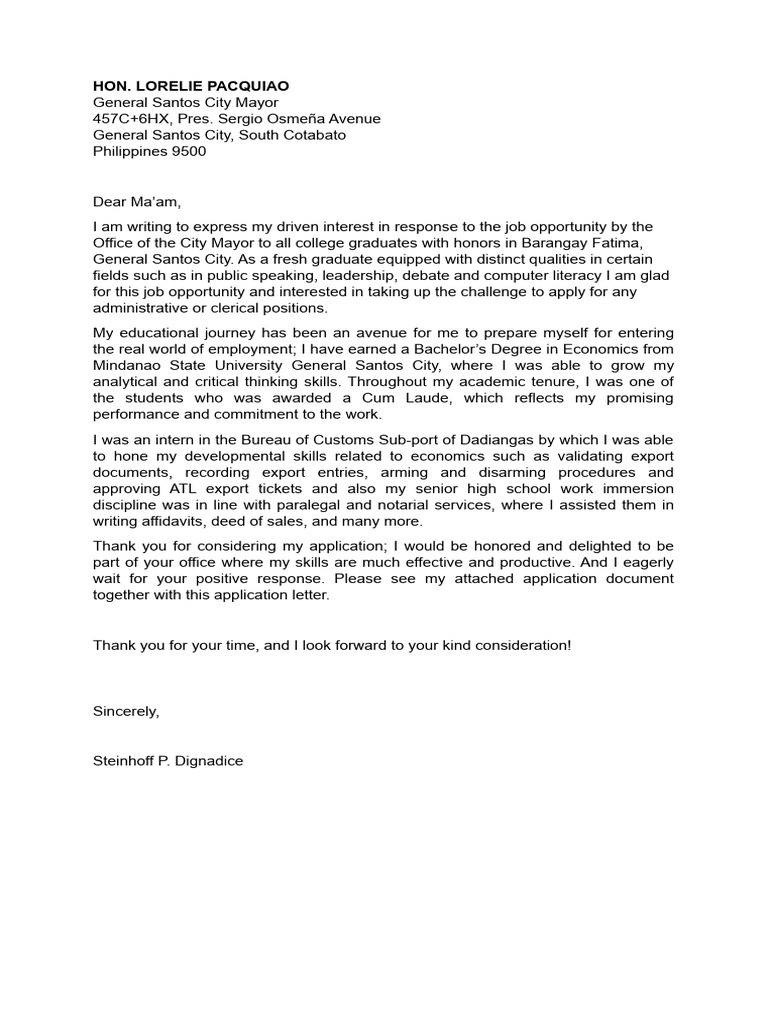 Barangay APPLICATION LETTER | PDF | Career & Growth | Business