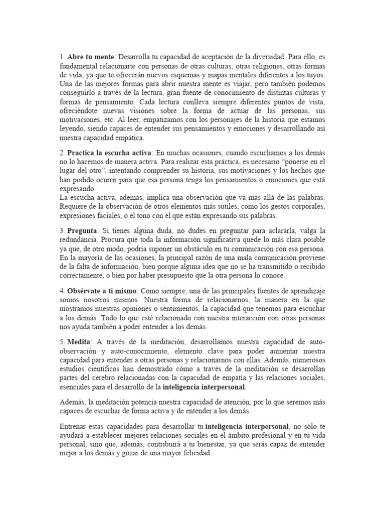 Inteligencia Interpersonal | PDF | Pensamiento | Comunicación