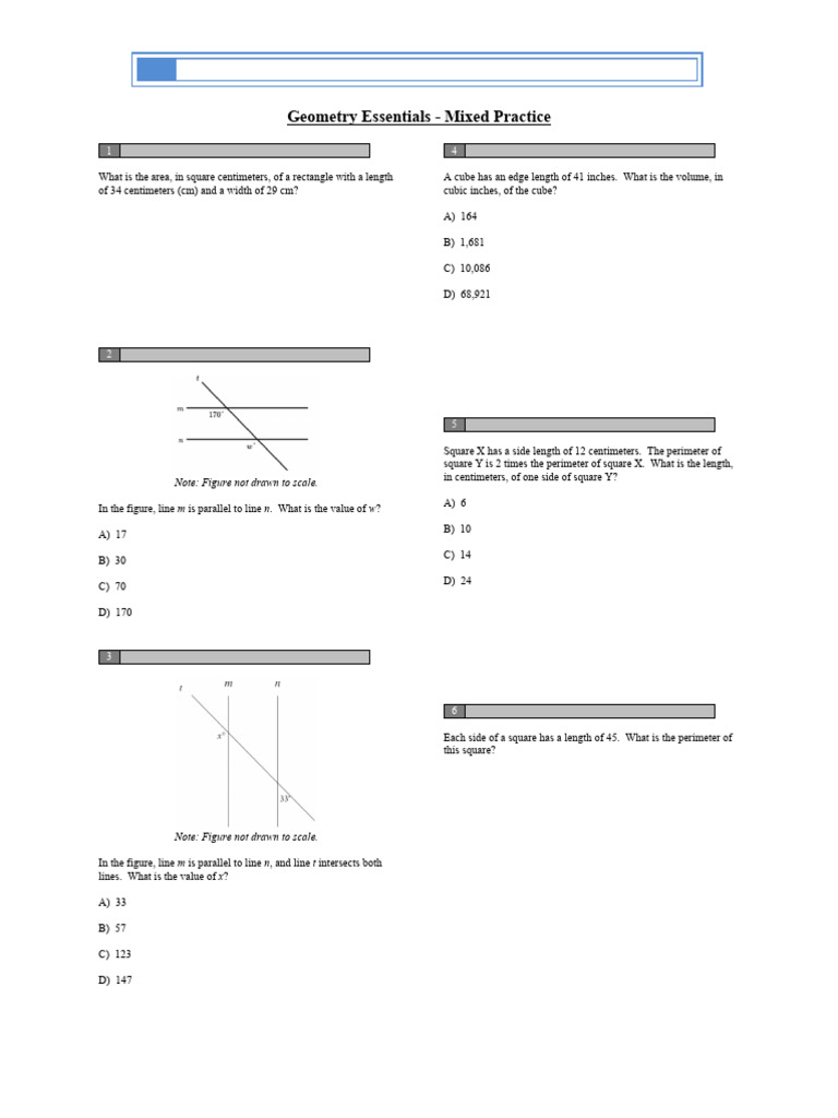 Geometry Practice | PDF | Length | Triangle