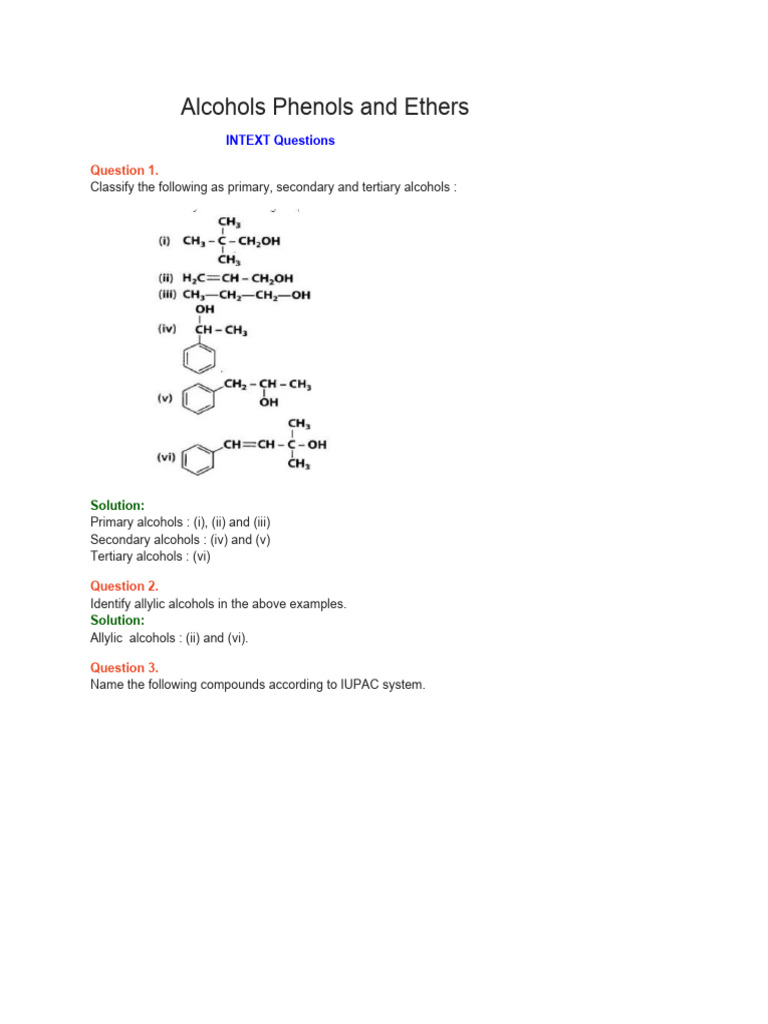 Alcohols Phenols and Ethers | PDF | Ether | Chemical Reactions