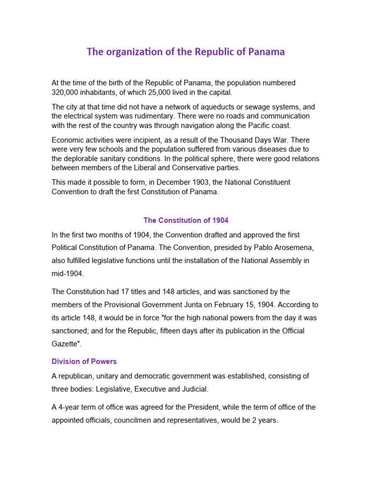 The Organization of The Republic of Panama | PDF | Panama | Government