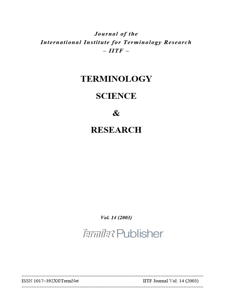 Terminology Science and Research | PDF | Syntax | Noun