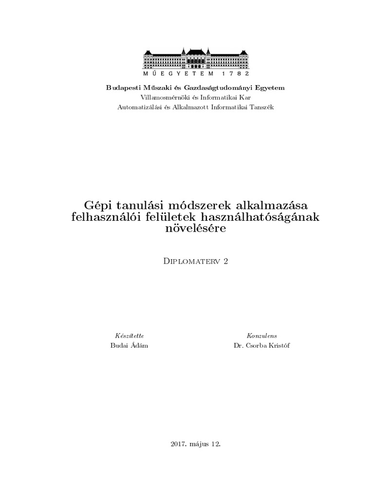 Gepi Tanulasi Modszerek Alkalmazasa Dolgozat 3 | PDF