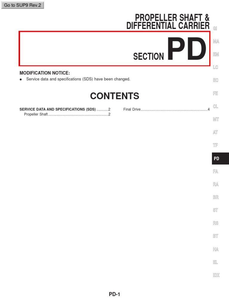 Nissan Pickup D22 PROPELLER SHAFT & DIFFERENTIAL CARRIER | PDF | Gear ...