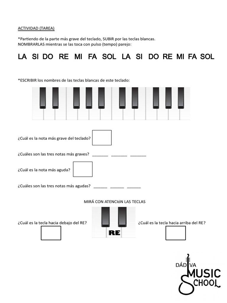 Nombres de las Teclas del Piano | PDF
