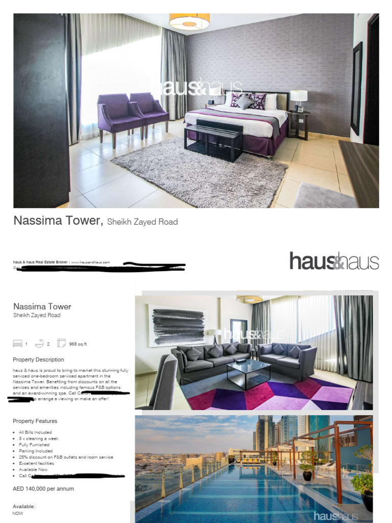 Nassima Tower 1 Bed | PDF | Business | Law