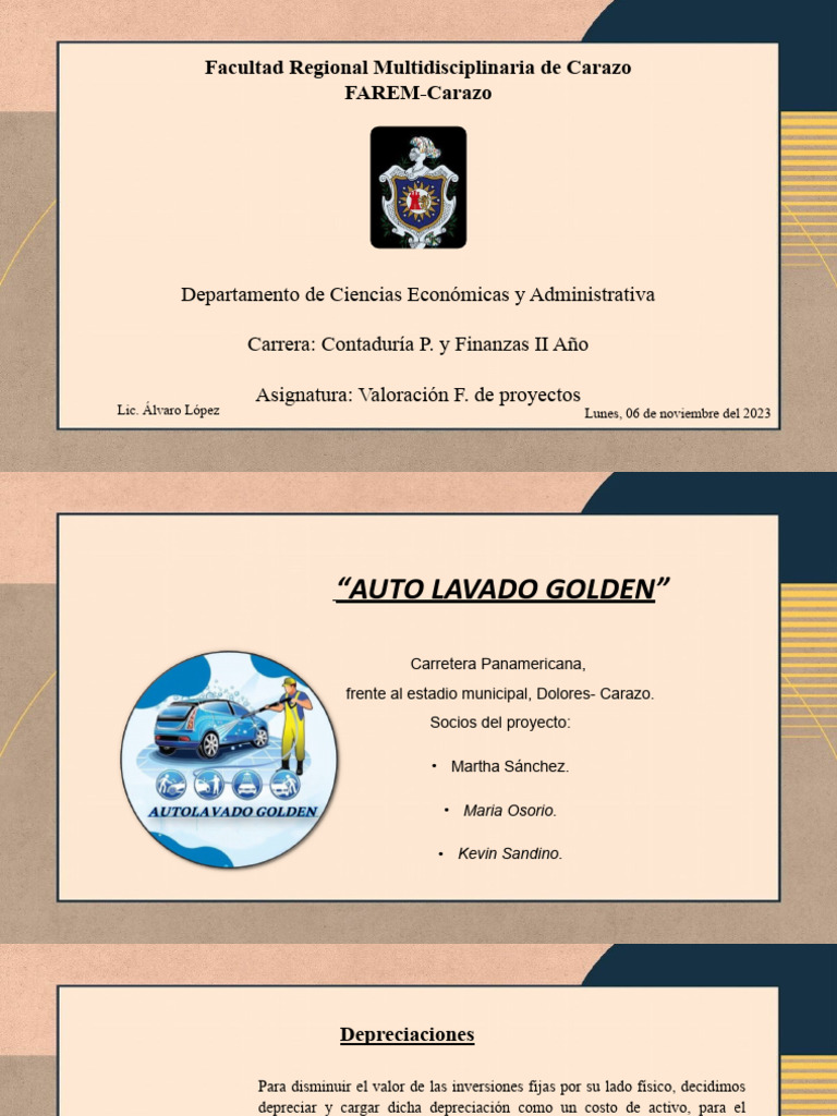 Presentacion Auto Lavado | PDF | Depreciación | Dinero
