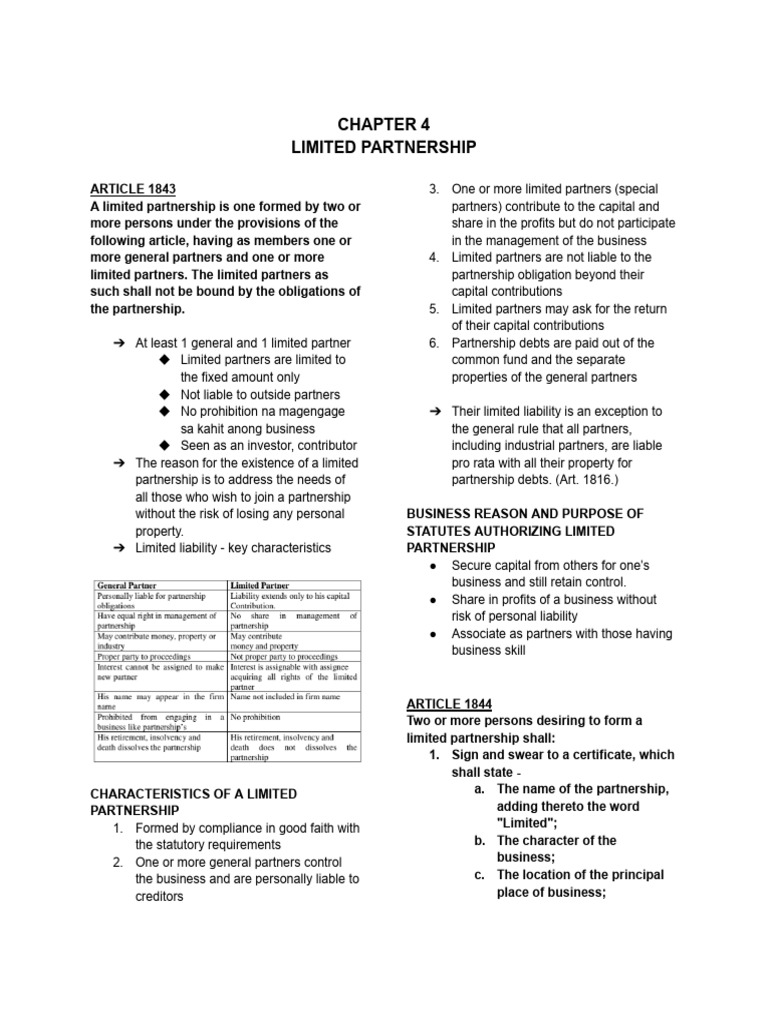 Understanding Limited Partnerships | PDF | Limited Partnership ...