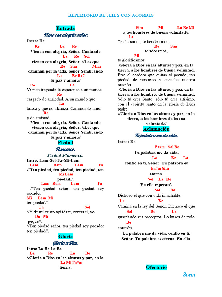 Repertorio Jeily con Acordes | PDF | Pecado | Amor