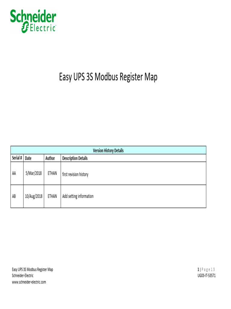 Easy UPS 3S Modbus Register Map Modbus Serial RS485 | PDF | String (Computer Science) | Computer ...