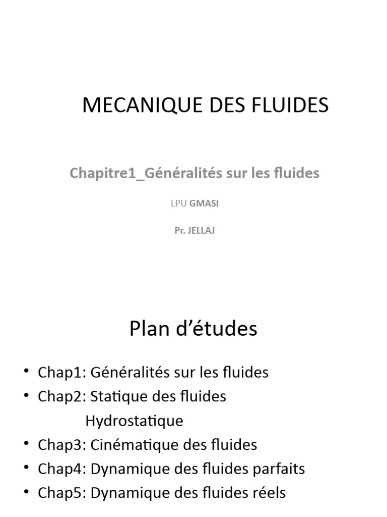 Chap1 - Généralités Sur Les Fluides - VSM | PDF | Particule | Fluide