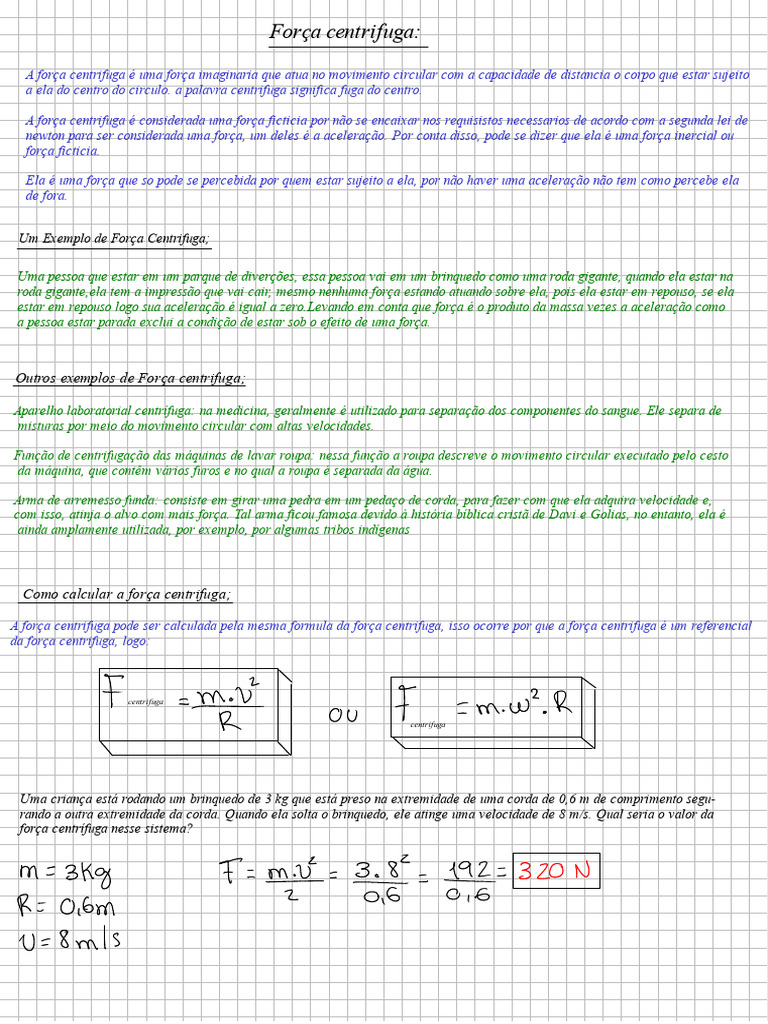 Resumo de Força Centrifuga | PDF | Centrífuga | Taxas temporais