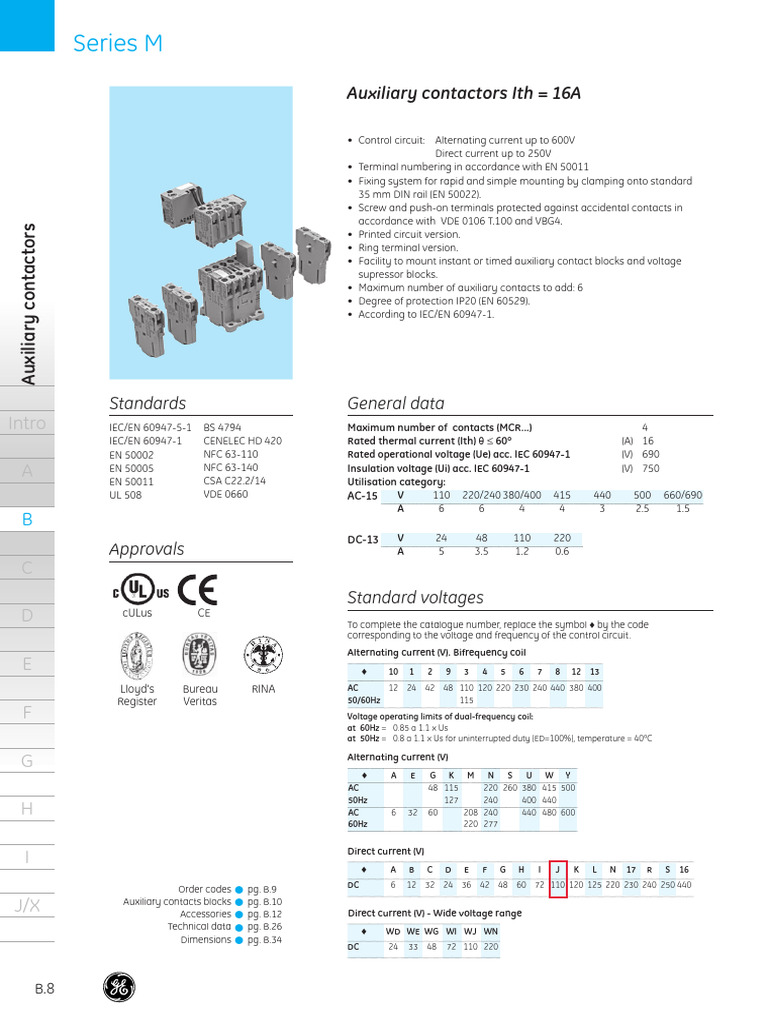 GE Contactors | PDF | Direct Current | Mains Electricity