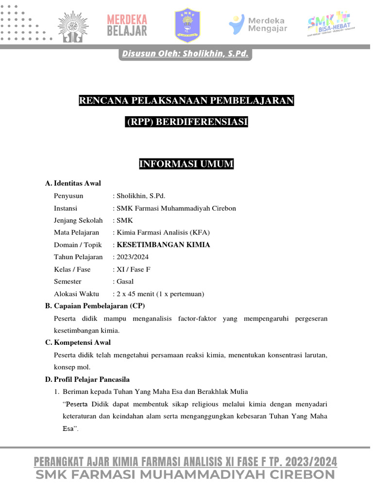 Modul Ajar Kimia Farmasi | PDF