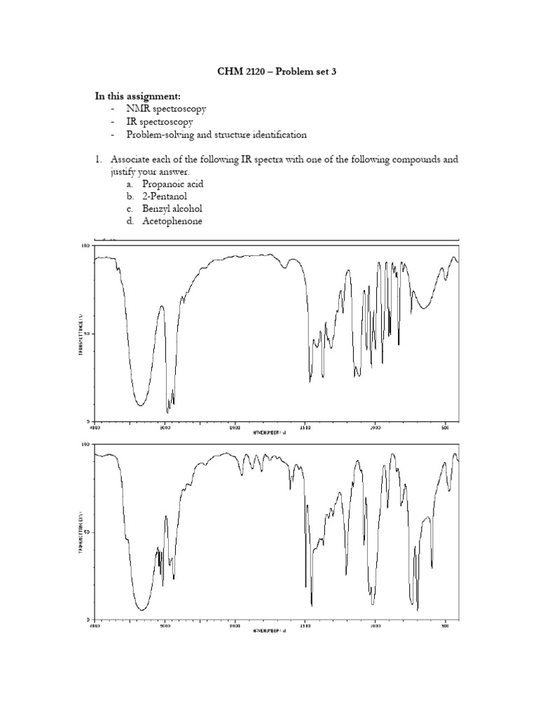 NMR and IR Spectroscopy Problem Set | PDF | Proton Nuclear Magnetic ...