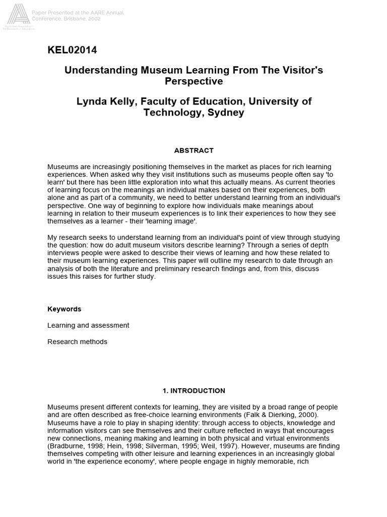 Understanding Museum Learning From The Visitor's Perspective | PDF ... Understanding Museum Learning From The Visitor's Perspective | PDF ...