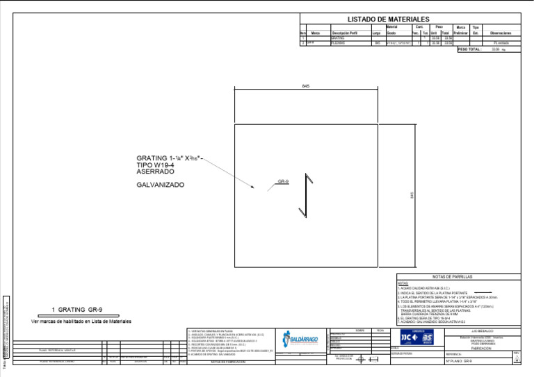 GR-9 - GRATING LIVIANO - Rev A | PDF