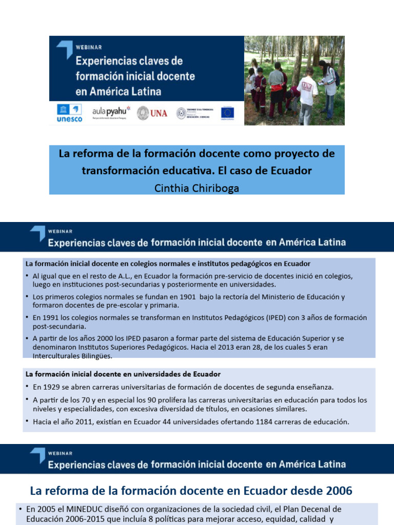 Webinar Formacion Inicial Docente C CHIRIBOGA | PDF | Evaluación | Maestros