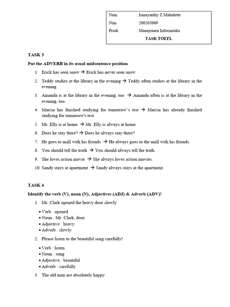 Task Toefl | PDF | Adjective | Adverb