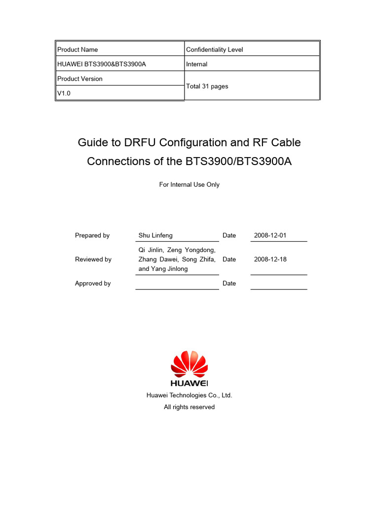 GSM Guide To DRFU Configuration and RF Cable Connections of The BTS3900 ... | PDF ...