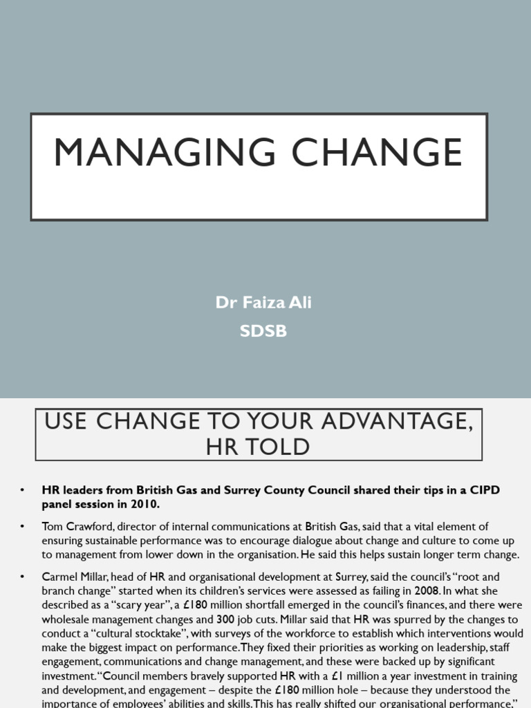 Session 23 - Managing Change - Notes | PDF | Change Management | Economies