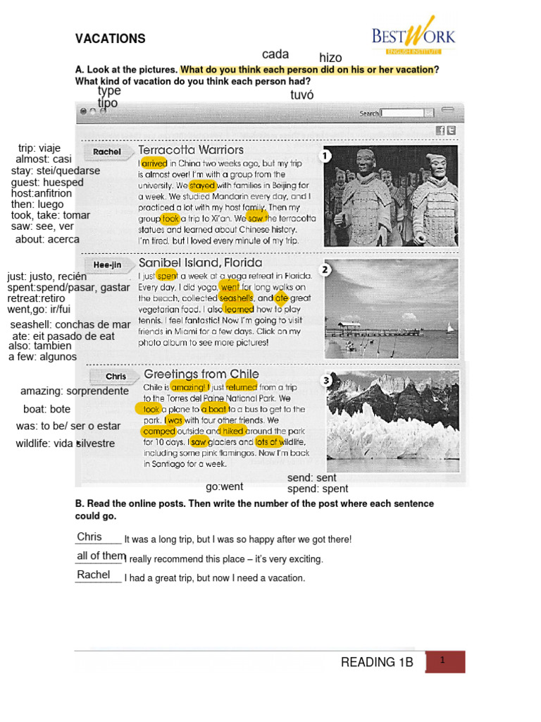 1B W07 Reading Asnwers | PDF