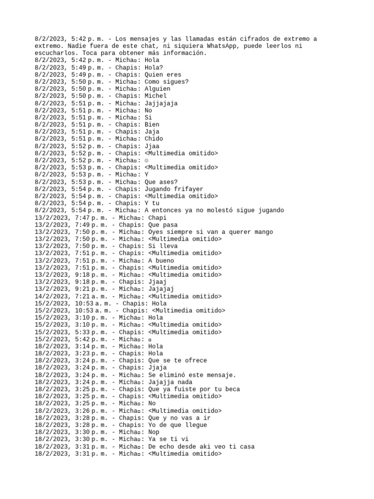 Chat de WhatsApp Con Micha? | PDF | Dormir
