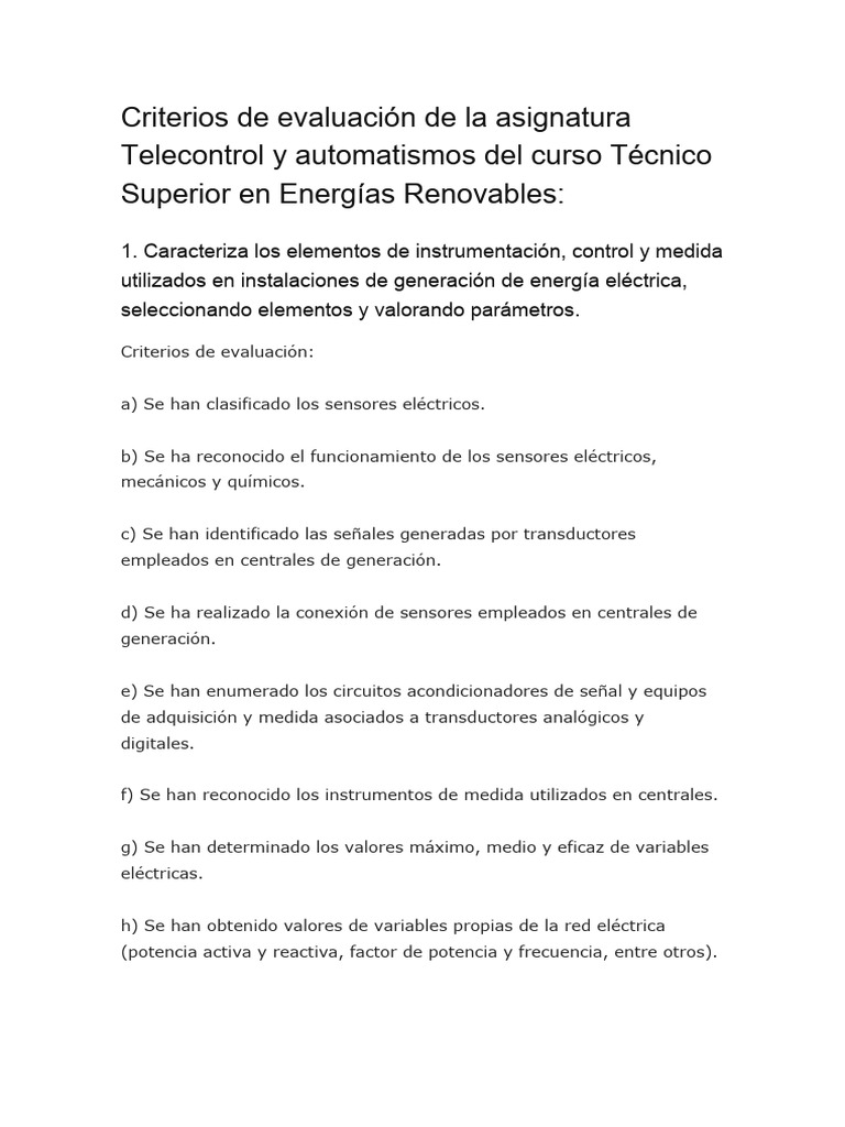 Evaluación en Telecontrol y Automatismos | PDF | Scada | Energia electrica