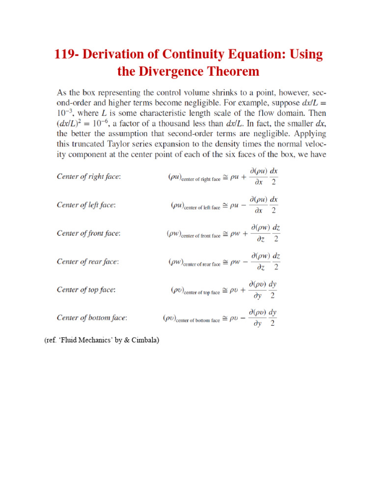 119-Derivation of Continuity Equation: Using The Divergence Theorem ...