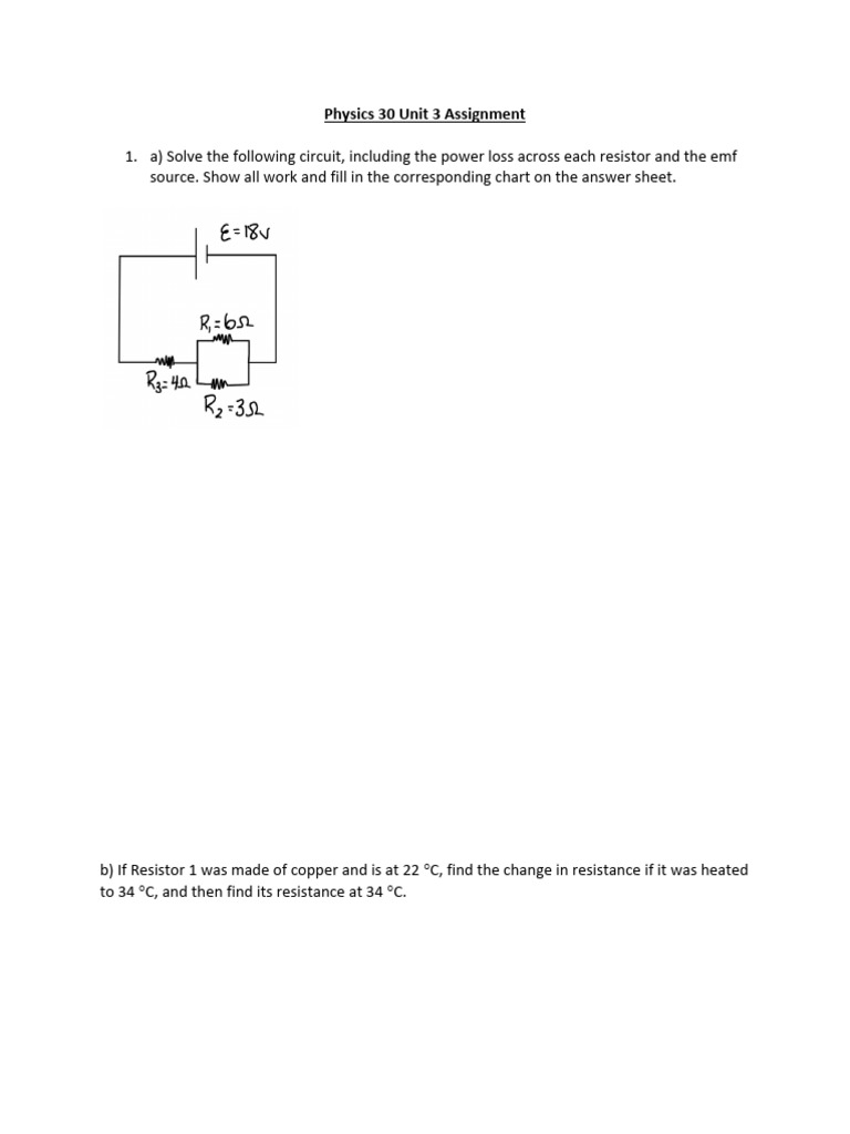 Physics 30 Unit 3 Assignment | Download Free PDF | Transformer | Materials