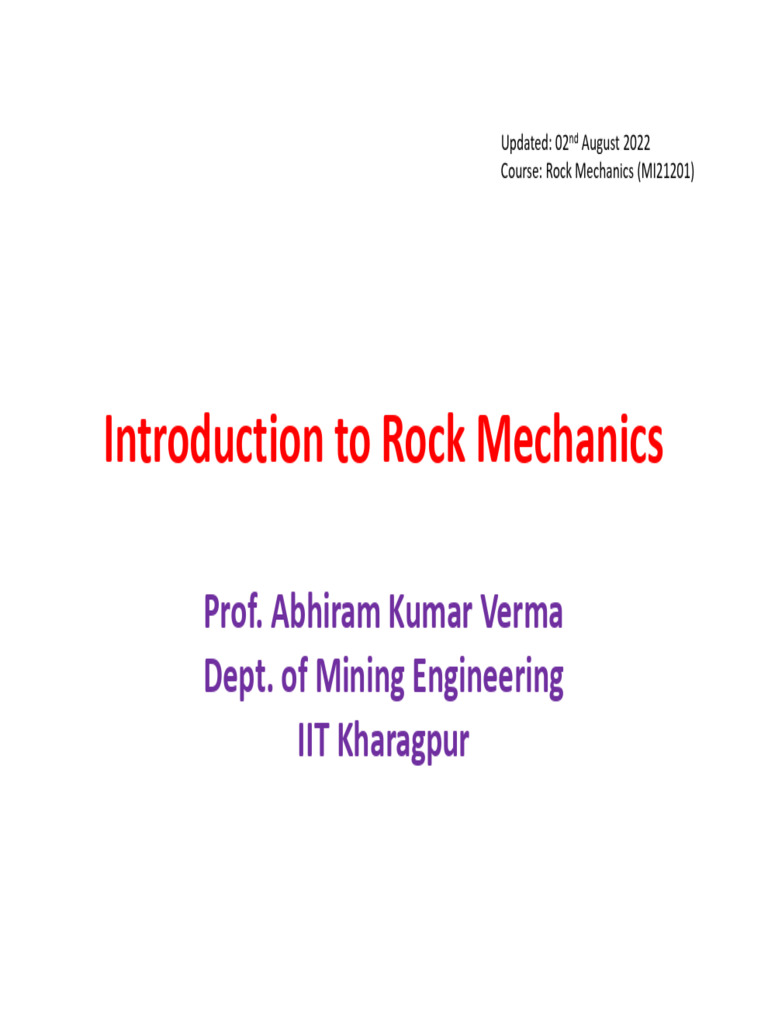 Introduction To Rock Mechanics | PDF | Plate Tectonics | Stress (Mechanics)