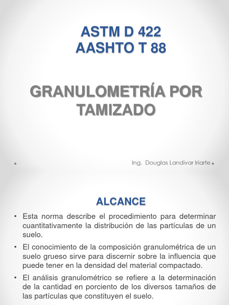 ASTM D 422 Granulometría Por Tamizado | PDF | Agua