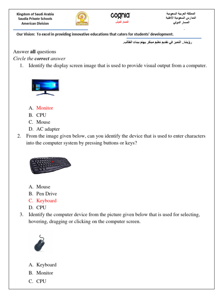 Grade 2 - Practice Answers | PDF | Usb Flash Drive | Computer Keyboard