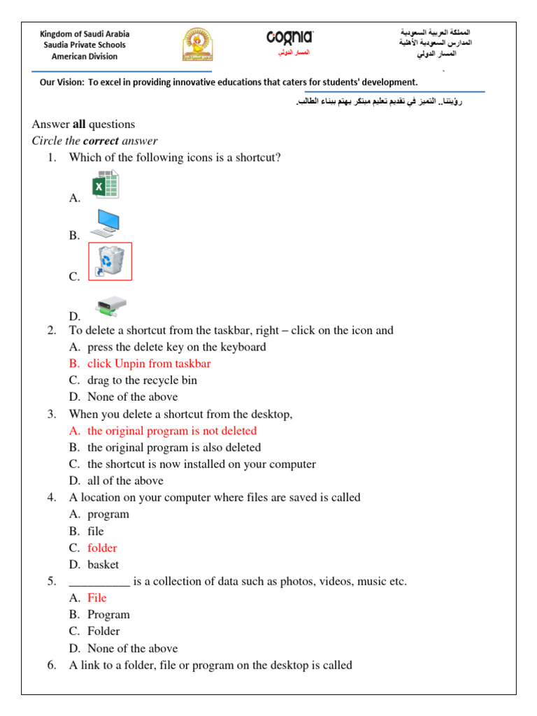Grade 4 - Practice Question Answers | PDF | Computer File | Icon (Computing)