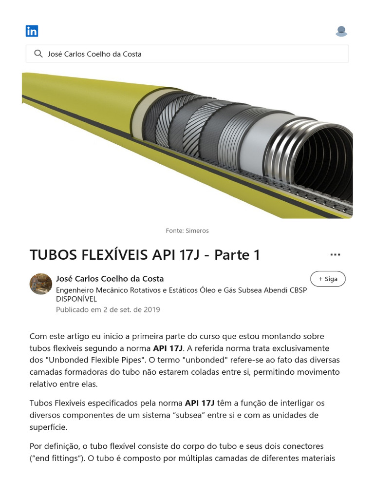 Tubos Flexíveis API 17j - Parte 1 | PDF | Pressão | Resistência dos ...