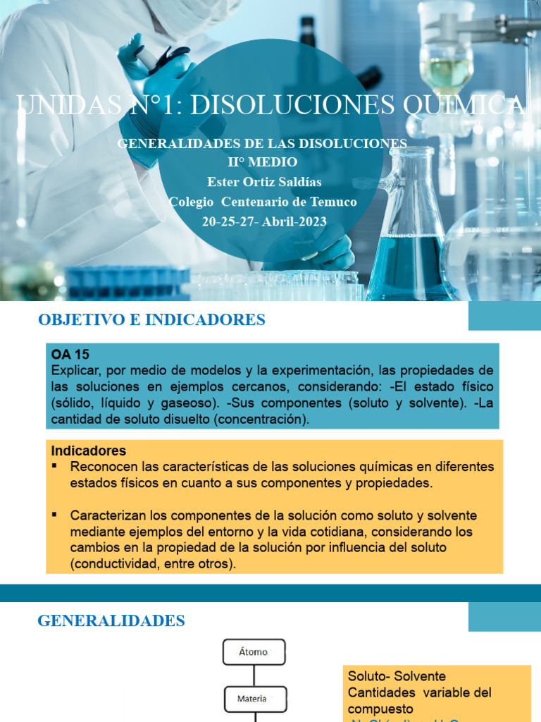 Generalidades Disoluciones Químicas - Sustancias Puras - Mezclas | PDF | Mezcla | Química